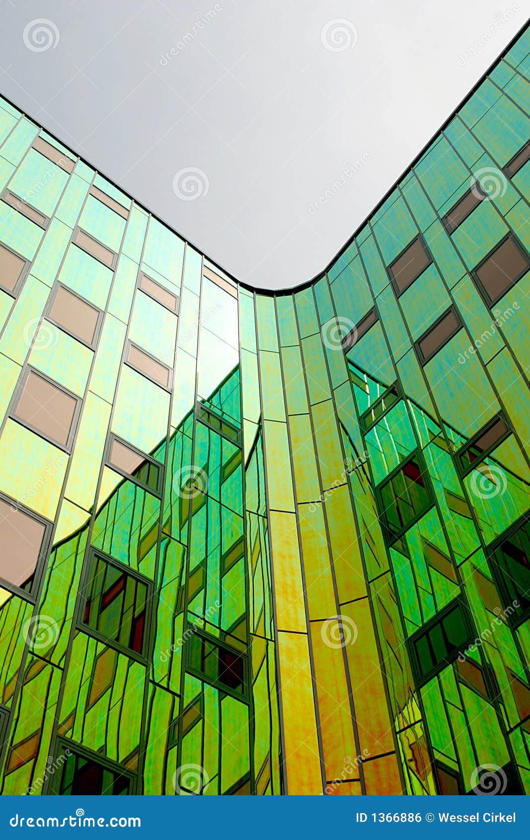 A Modern Office-building, Equipped With Coloured Reflecting Wall Stock ...
