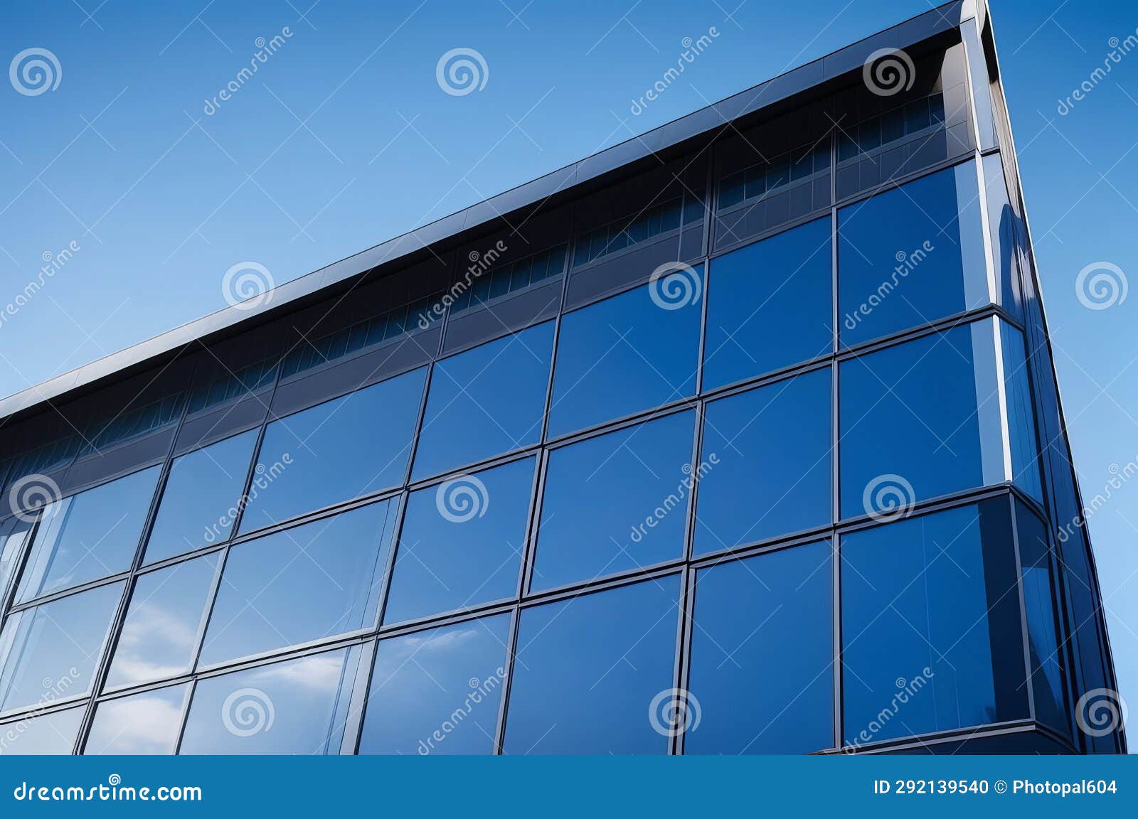 Modern Office Building Facade with Graphite Finish and Spacious Windows ...