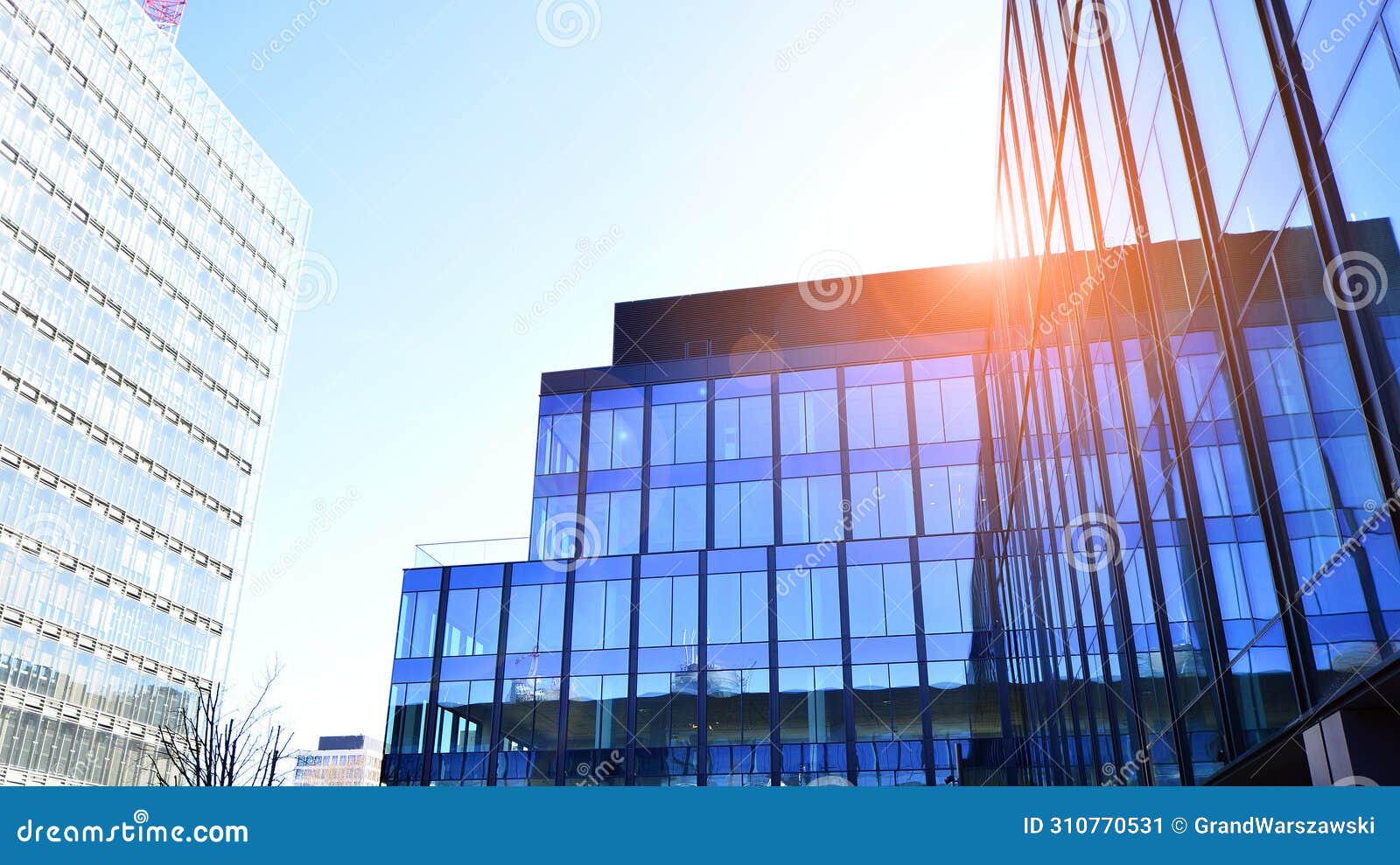 Modern Office Building with Glass Facade. Transparent Glass Wall of ...