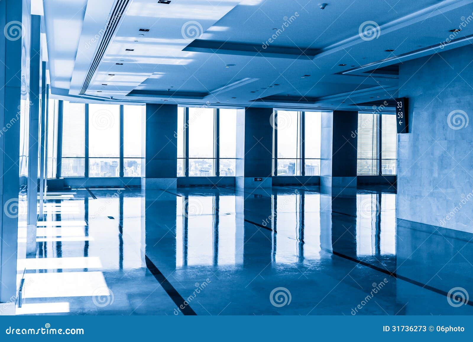 Modern Office Building Interior Stock Image - Image of geometric ...