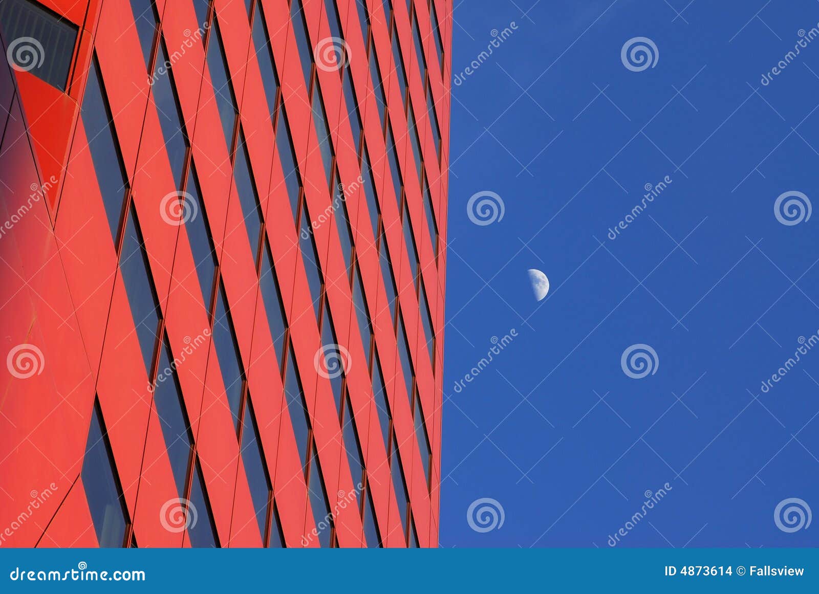 Modern Office Building and the Moon Stock Photo - Image of windows ...