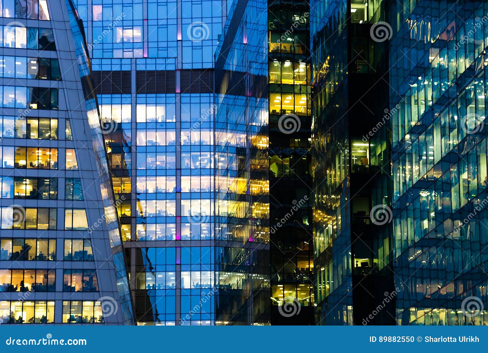 Modern Office Building at Night Stock Photo - Image of illuminated ...