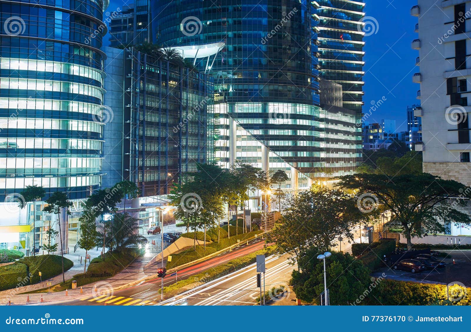 Modern Office Building at Night View. Stock Photo - Image of commercial ...