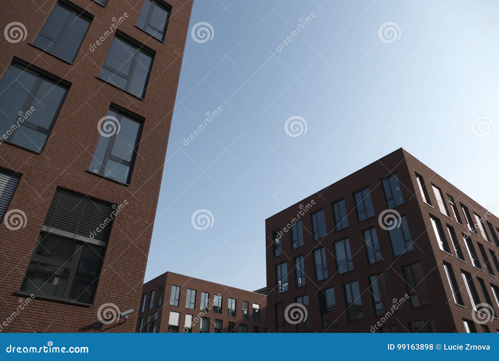 Modern Office Building with Red Brick Facade Stock Photo - Image of ...