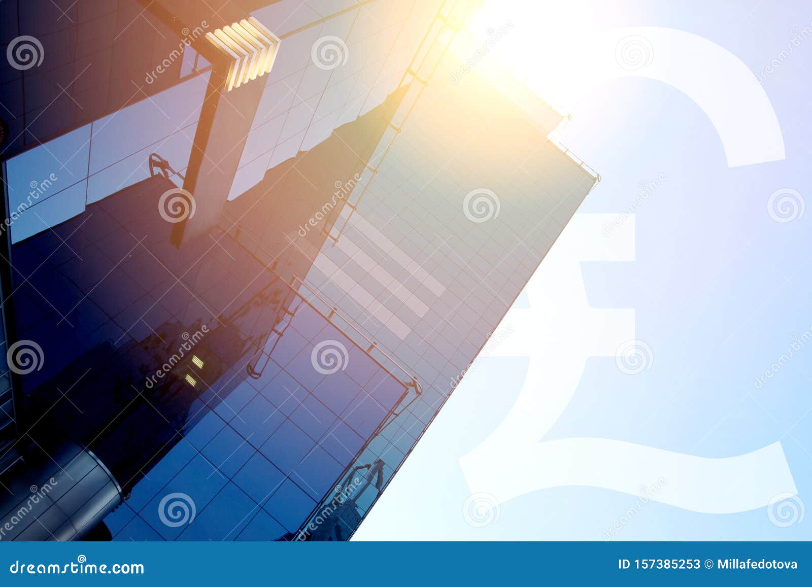 Modern Office Building with Sign Pound on a Background Stock Image ...