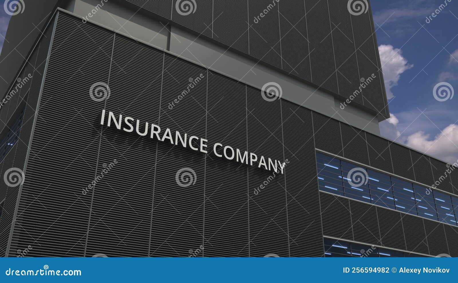 Modern Office Building with INSURANCE COMPANY Text. 3d Rendering Stock ...
