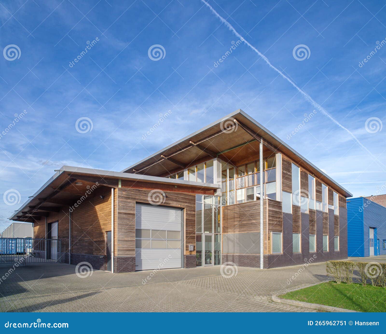 Modern Office Building with Warehouse Stock Image - Image of warehouse ...