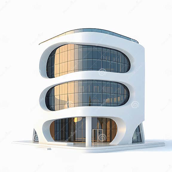 Modern Office Building on a White Background 3d Render Illustration ...