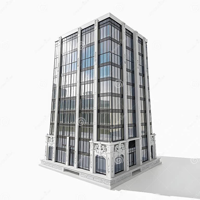 Modern Office Building on a White Background 3d Rendering Stock ...
