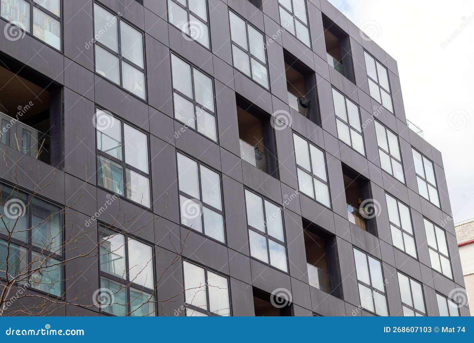 Modern Office Building with Windows Stock Image - Image of reflection ...