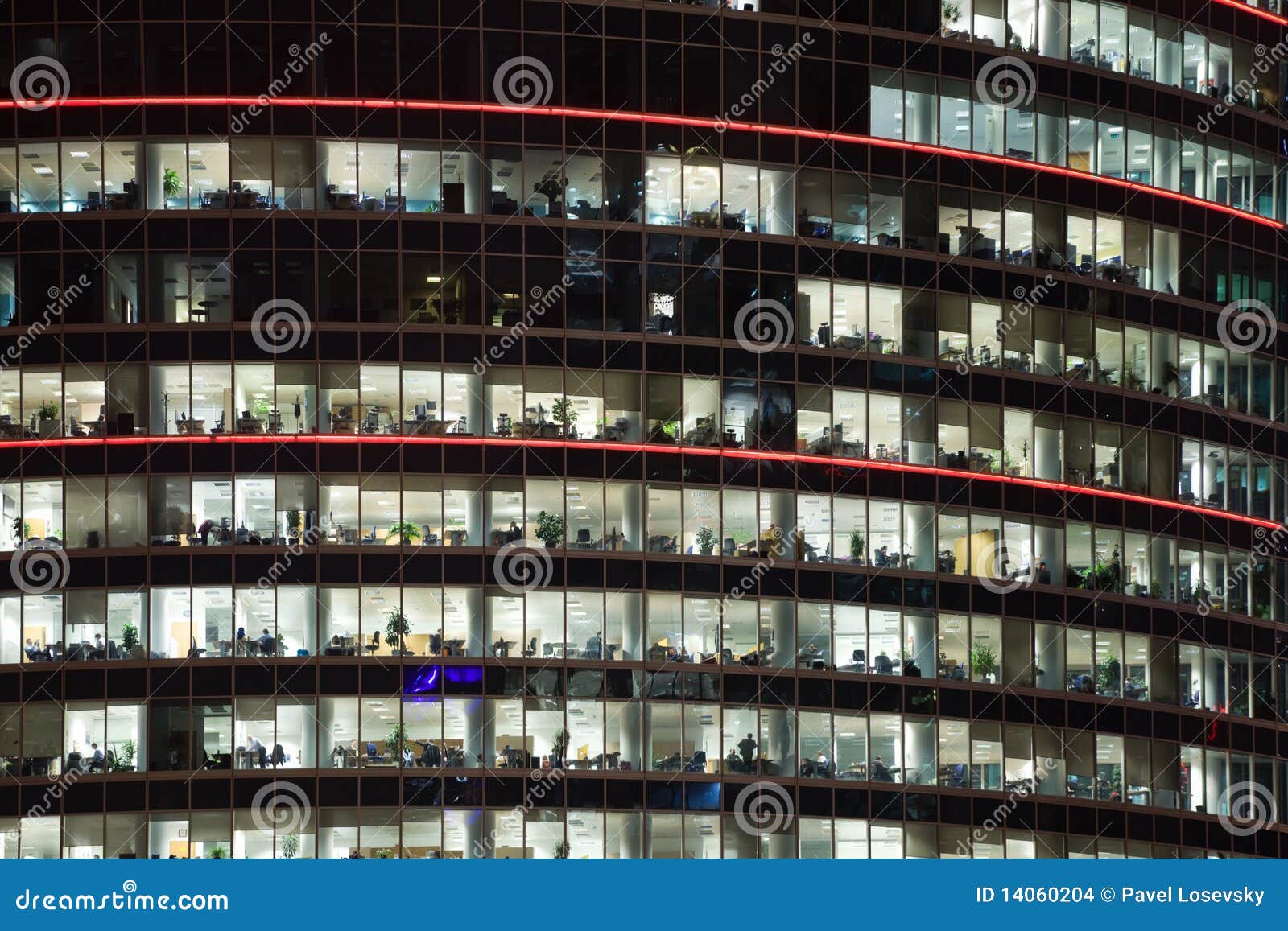 Modern Office Building with Windows at Night Stock Photo - Image of ...