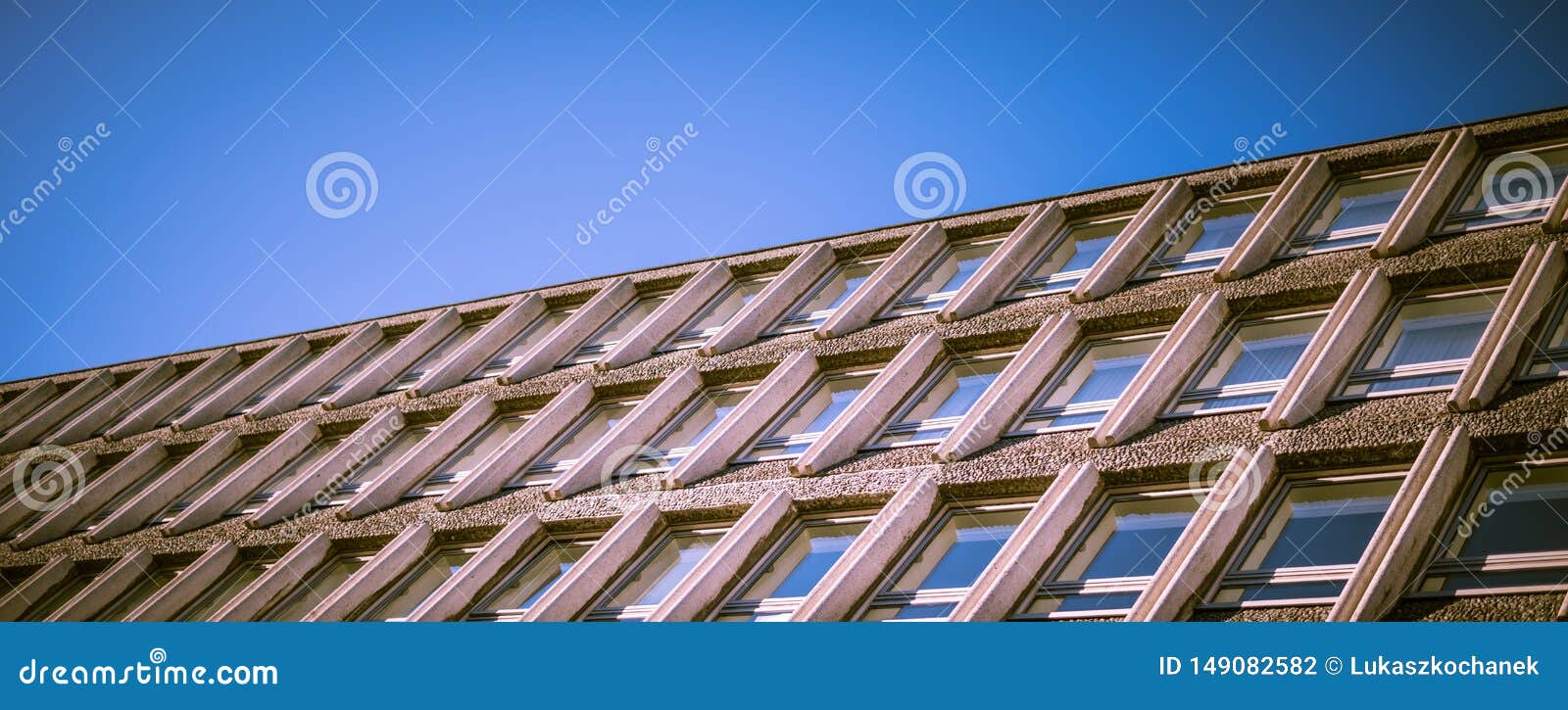 Modern Office Building Windows with Vertical Lines and Reflection Stock ...