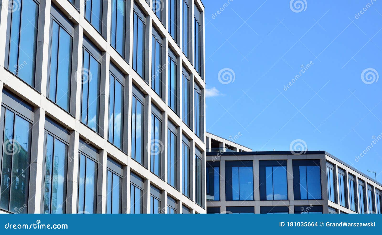 Modern Office Building Windows with Vertical Lines and Reflection ...