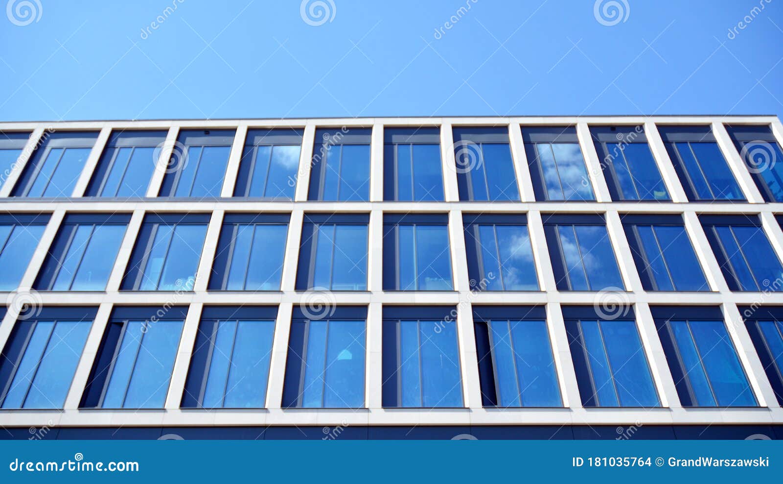 Modern Office Building Windows with Vertical Lines and Reflection ...