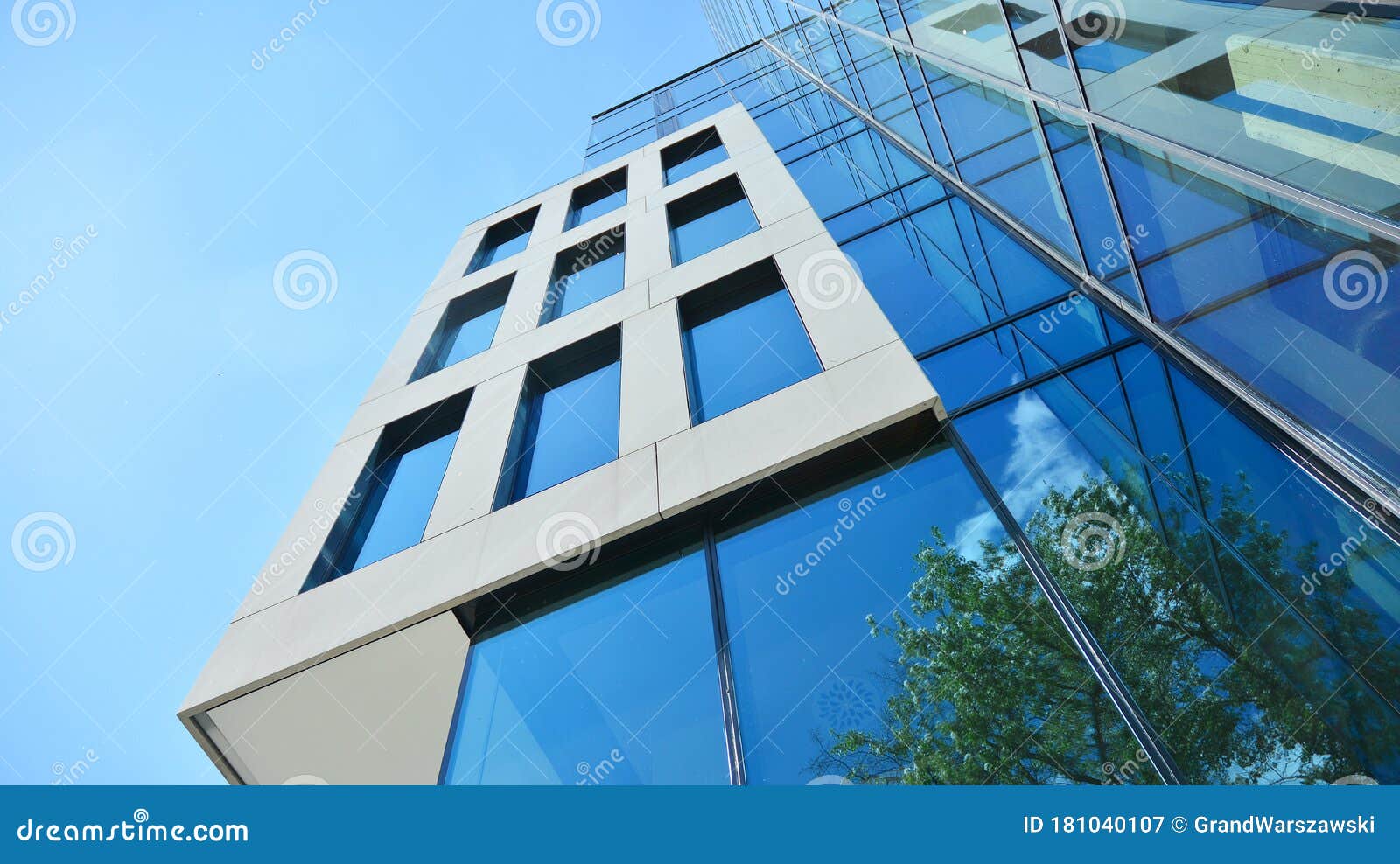 Modern Office Building Windows with Vertical Lines and Reflection ...