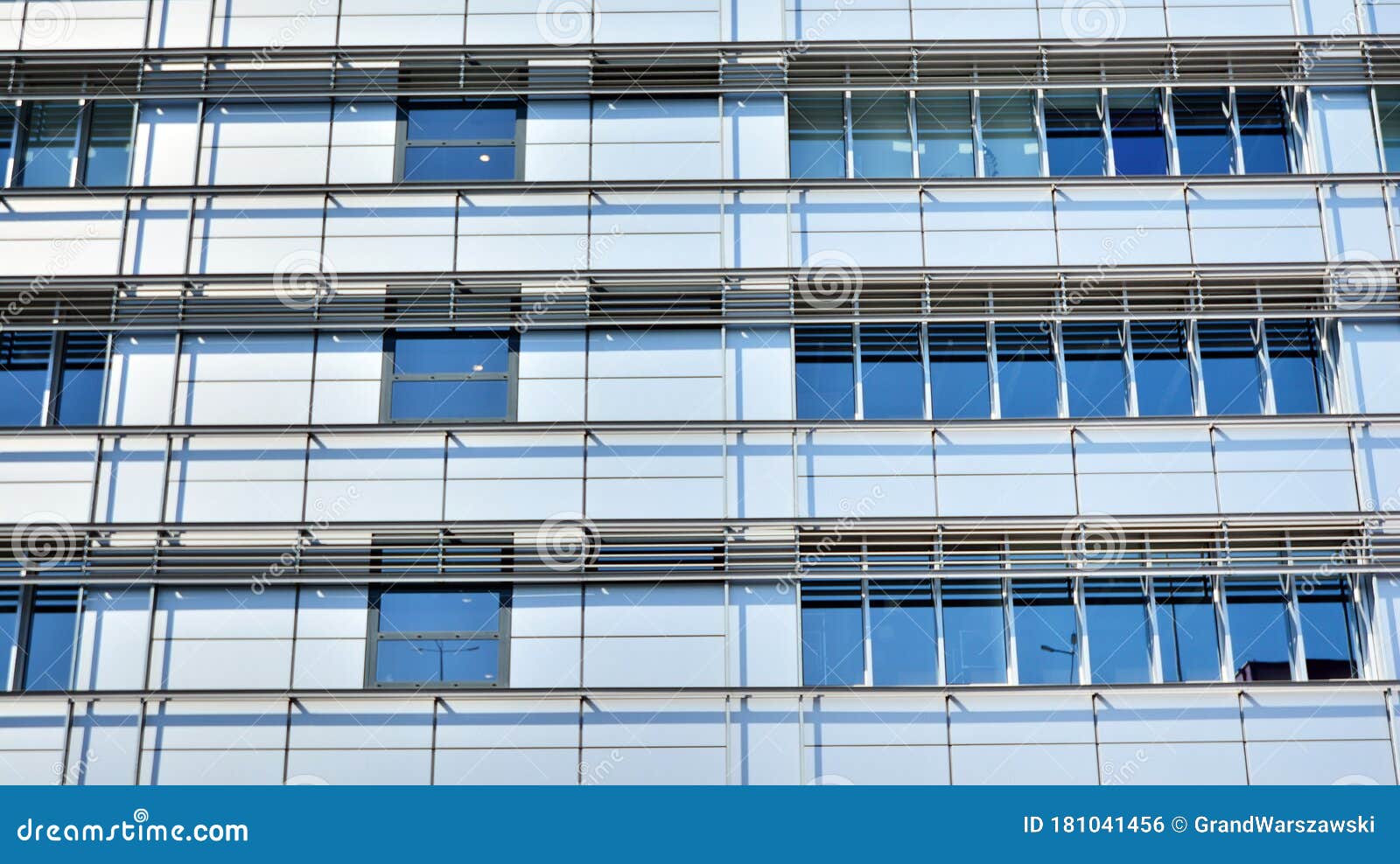 Modern Office Building Windows with Vertical Lines and Reflection ...