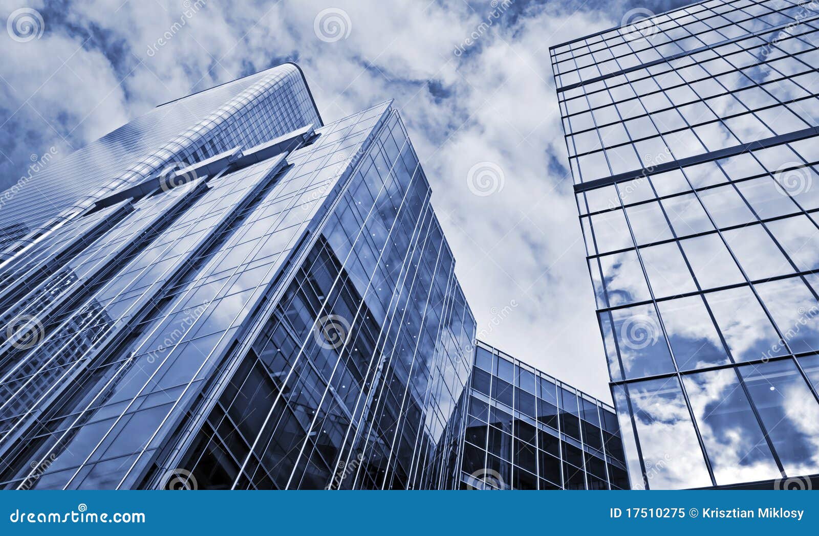 Office Buildings Windows. Blue Glass Architecture Facade Design With ...