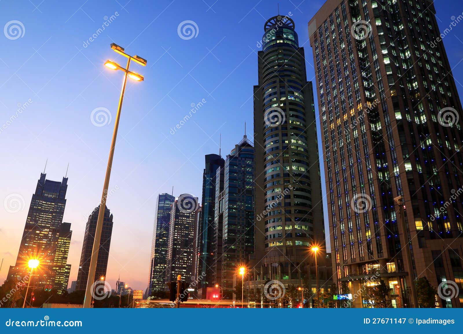 Modern Office Buildings Background Night in Shanghai Stock Image ...