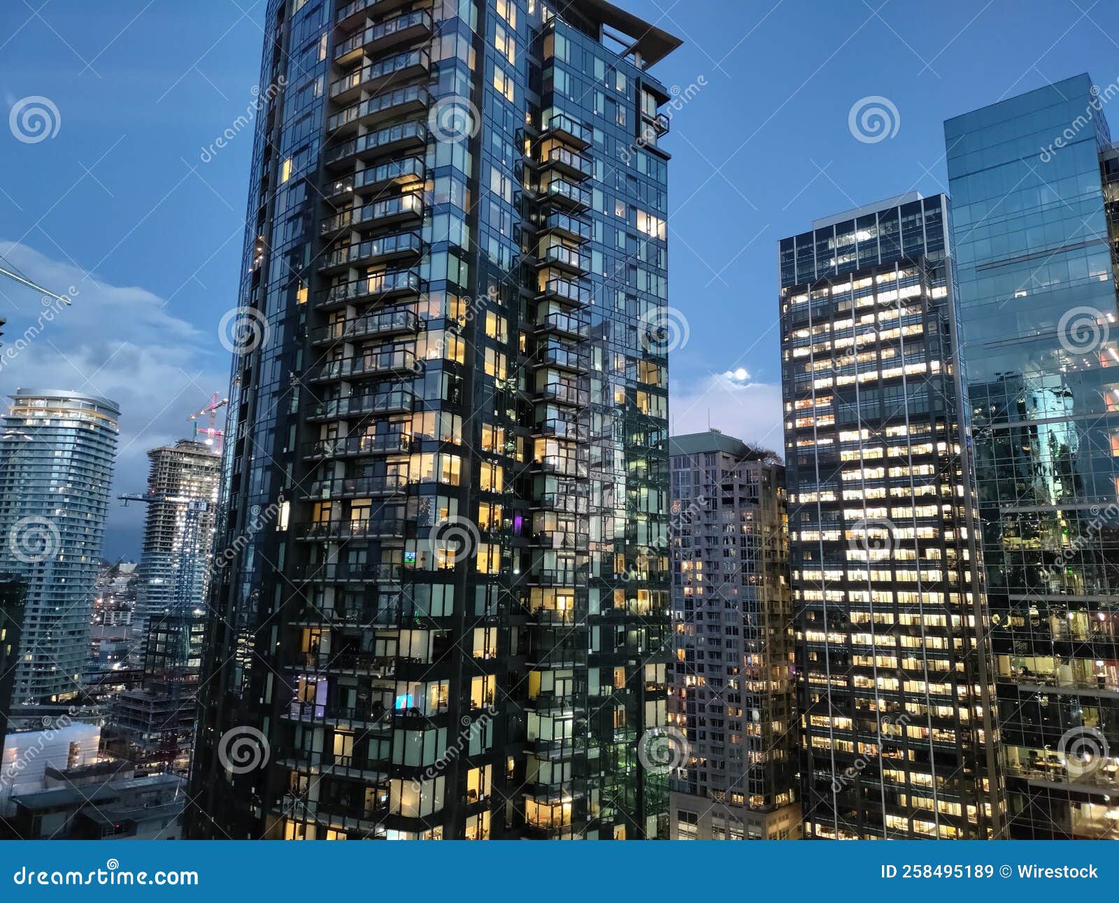 Modern Office Buildings in the Seattle at Night Editorial Stock Image ...