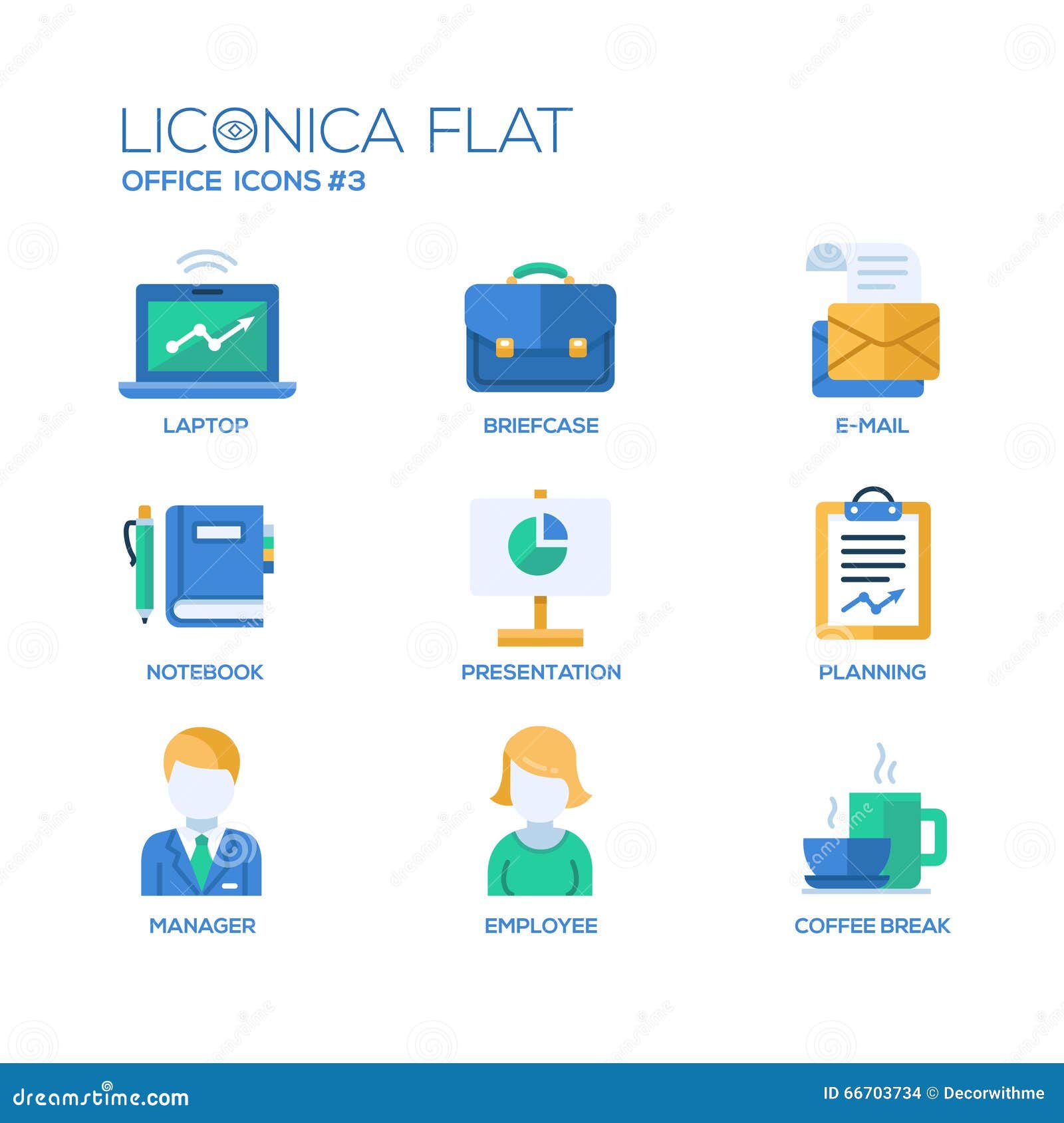 Modern Office and Business Flat Design Icons, Pictograms Set Stock ...