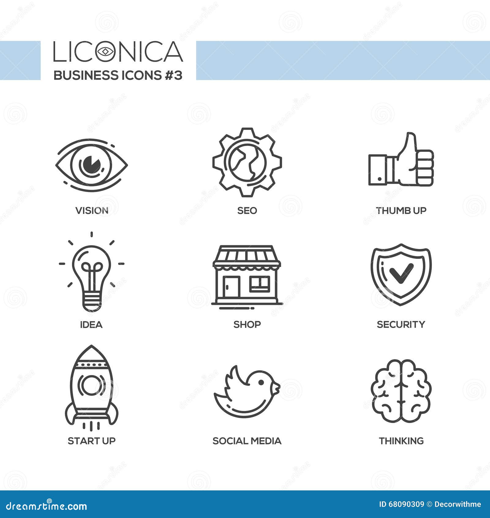 Modern Office and Business Line Flat Design Icons, Pictograms Set Stock ...