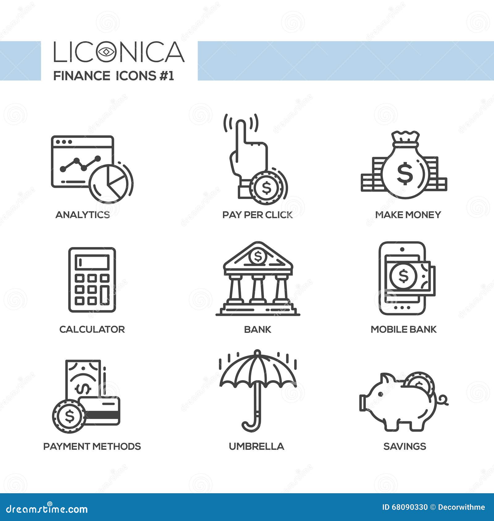 Modern Office and Business Line Flat Design Icons, Pictograms Set Stock ...
