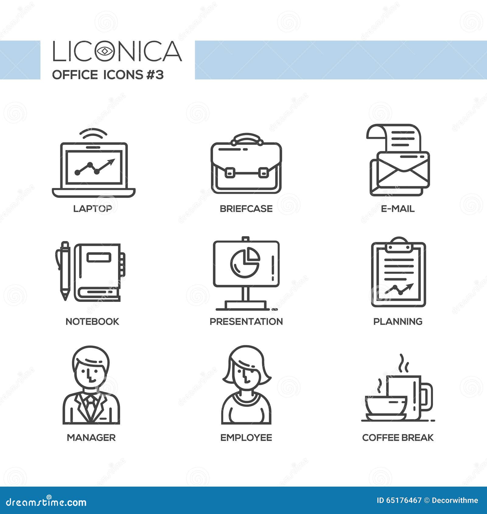 Modern Office and Business Line Flat Design Icons, Pictograms Set Stock ...