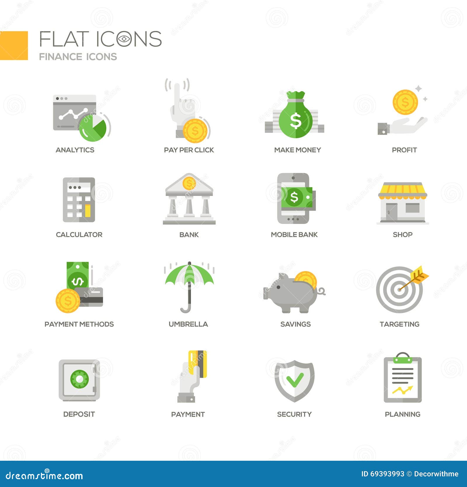 Modern Office and Business Line Flat Design Icons, Pictograms Set Stock ...