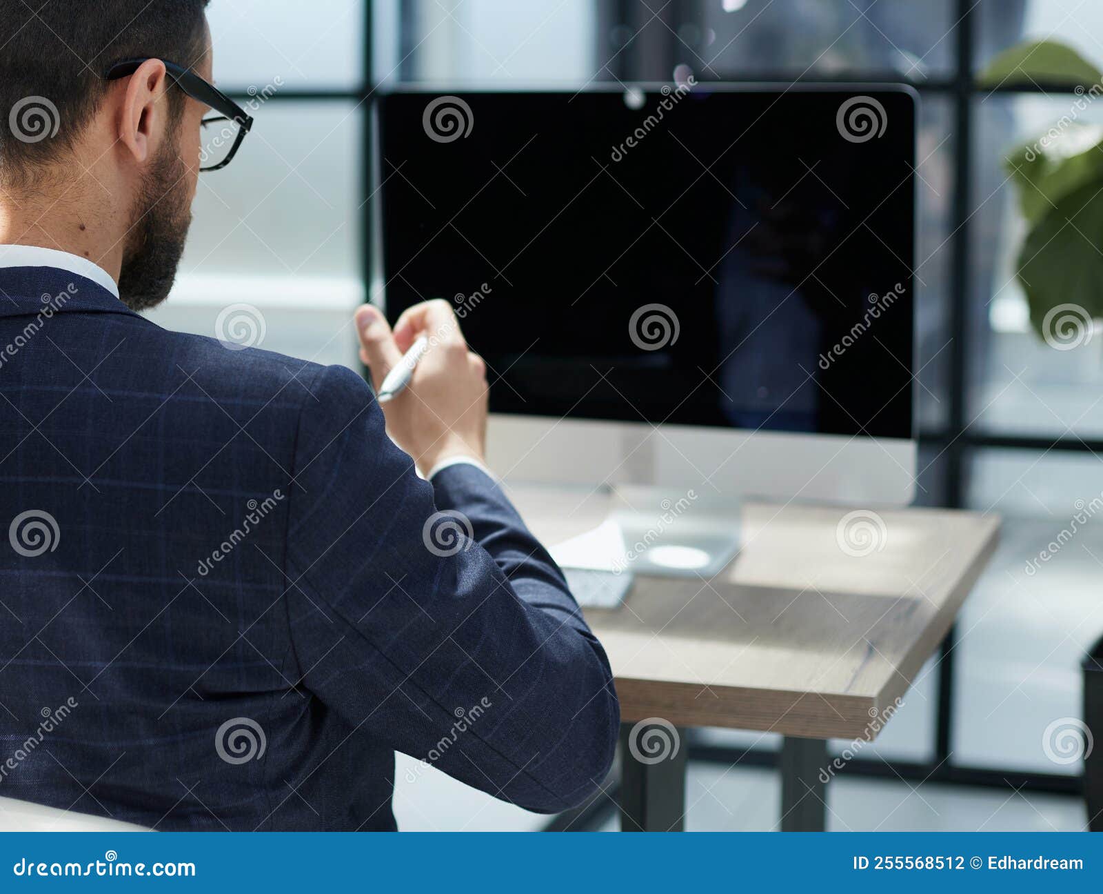 Modern Office Businessman or Manager Working on Computer, Stock Photo ...