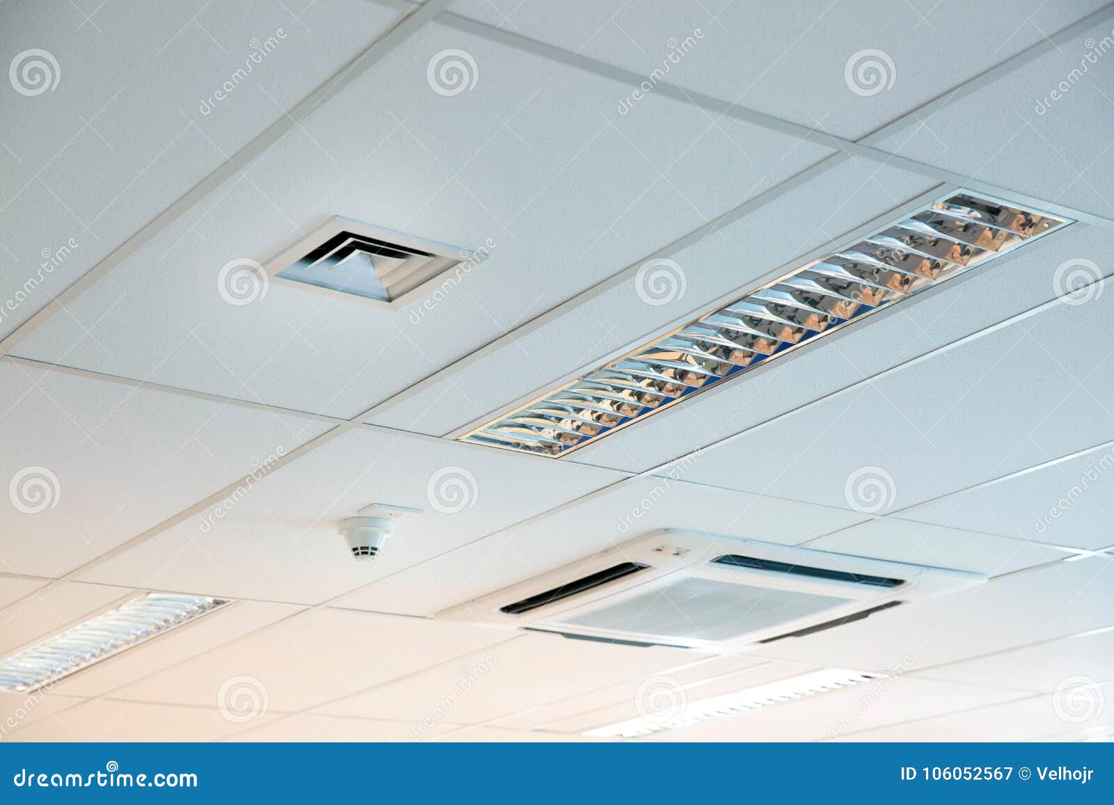 Modern Office Ceiling With Air Conditioning System And Ventilation ...