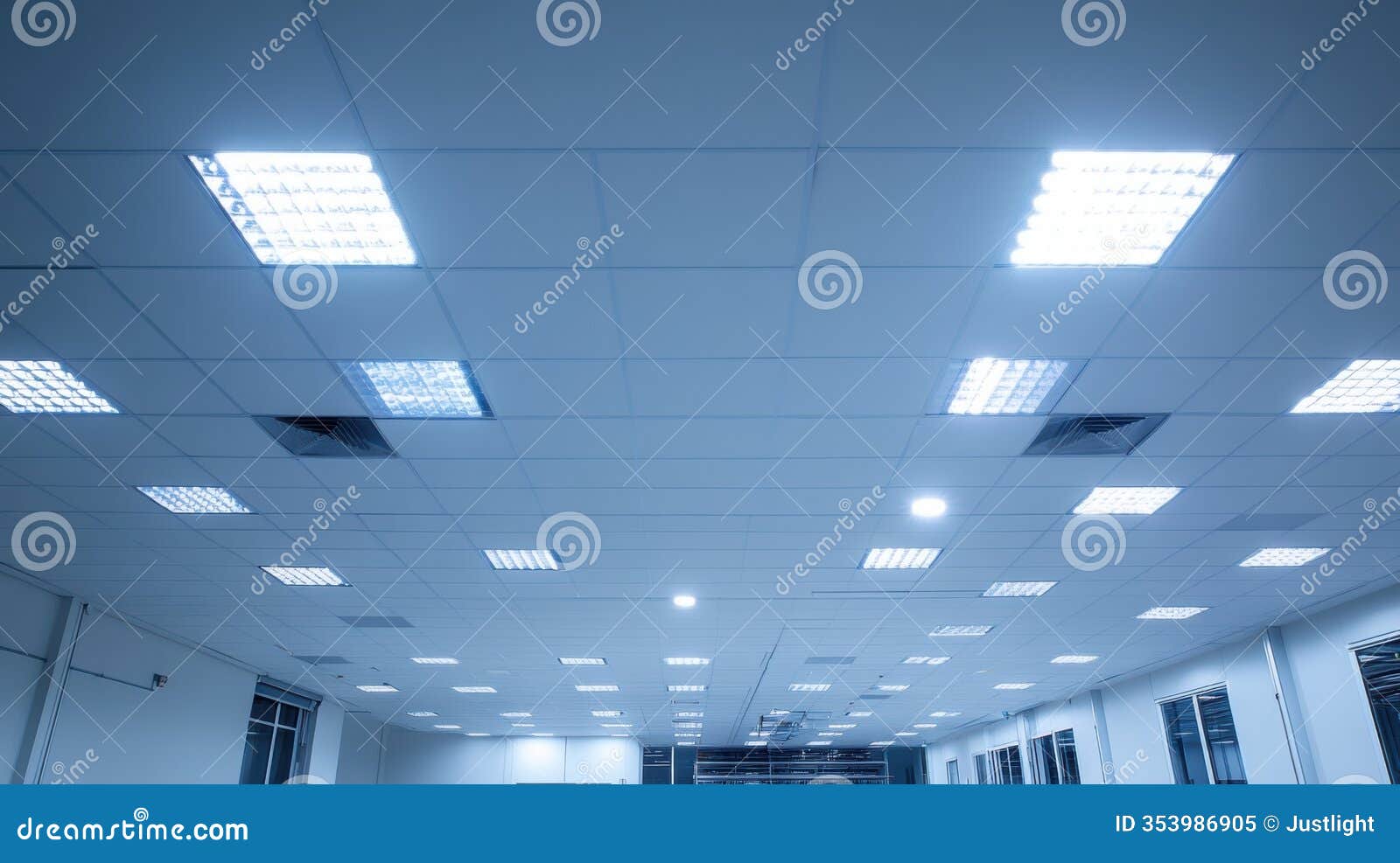 Modern Office Ceiling Showing Led Panel Lights and Air Conditioning ...