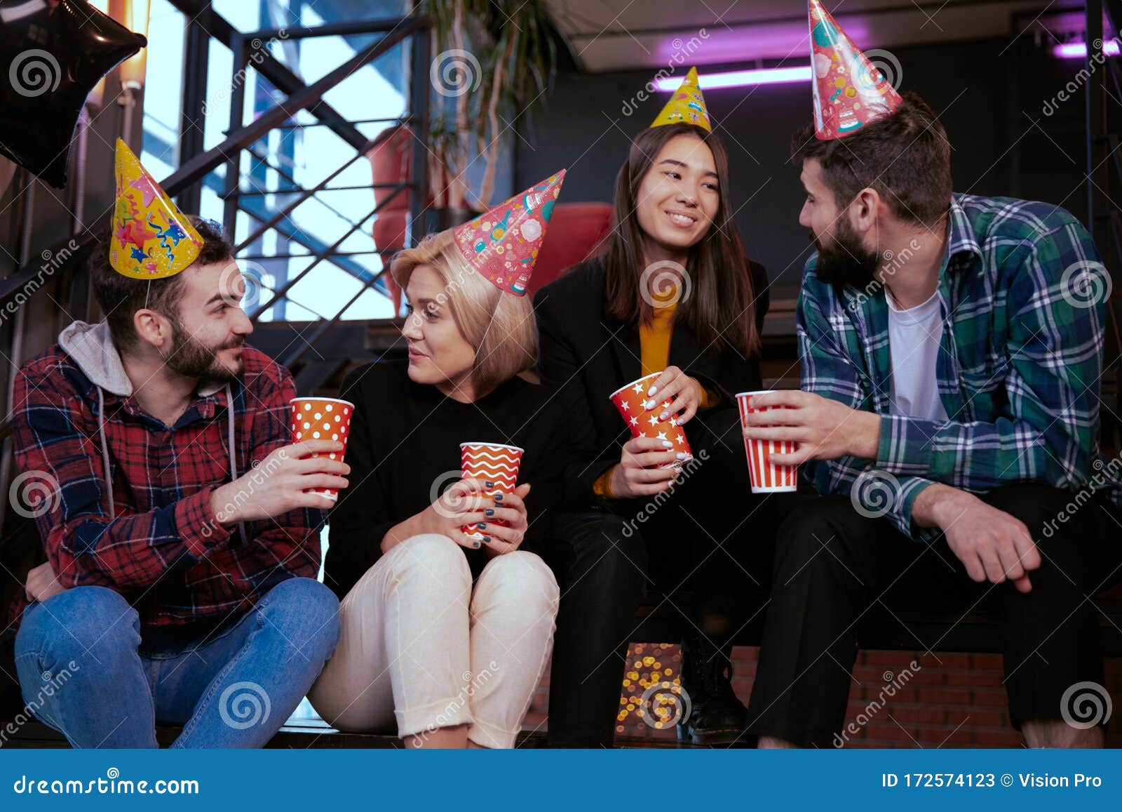 Modern Office Center Multi Ethnic Workers and Attractive Cheers with ...