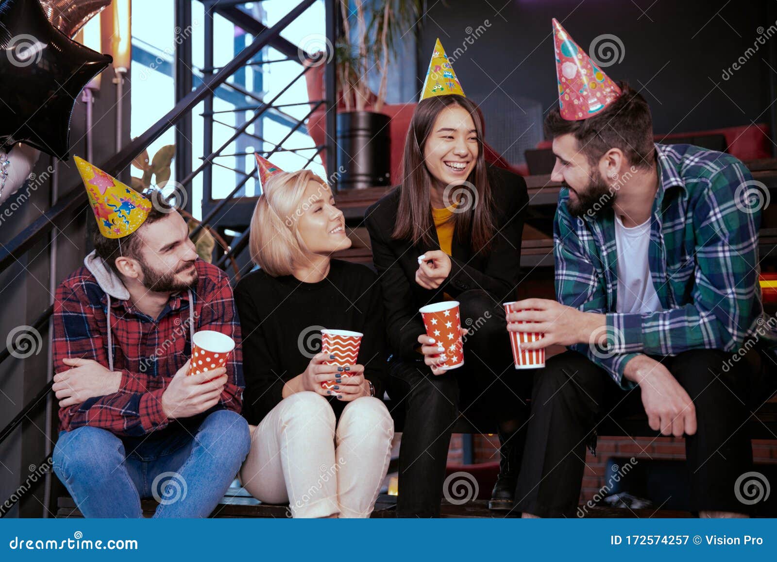 Modern Office Center Multi Ethnic Workers and Attractive Cheers with ...