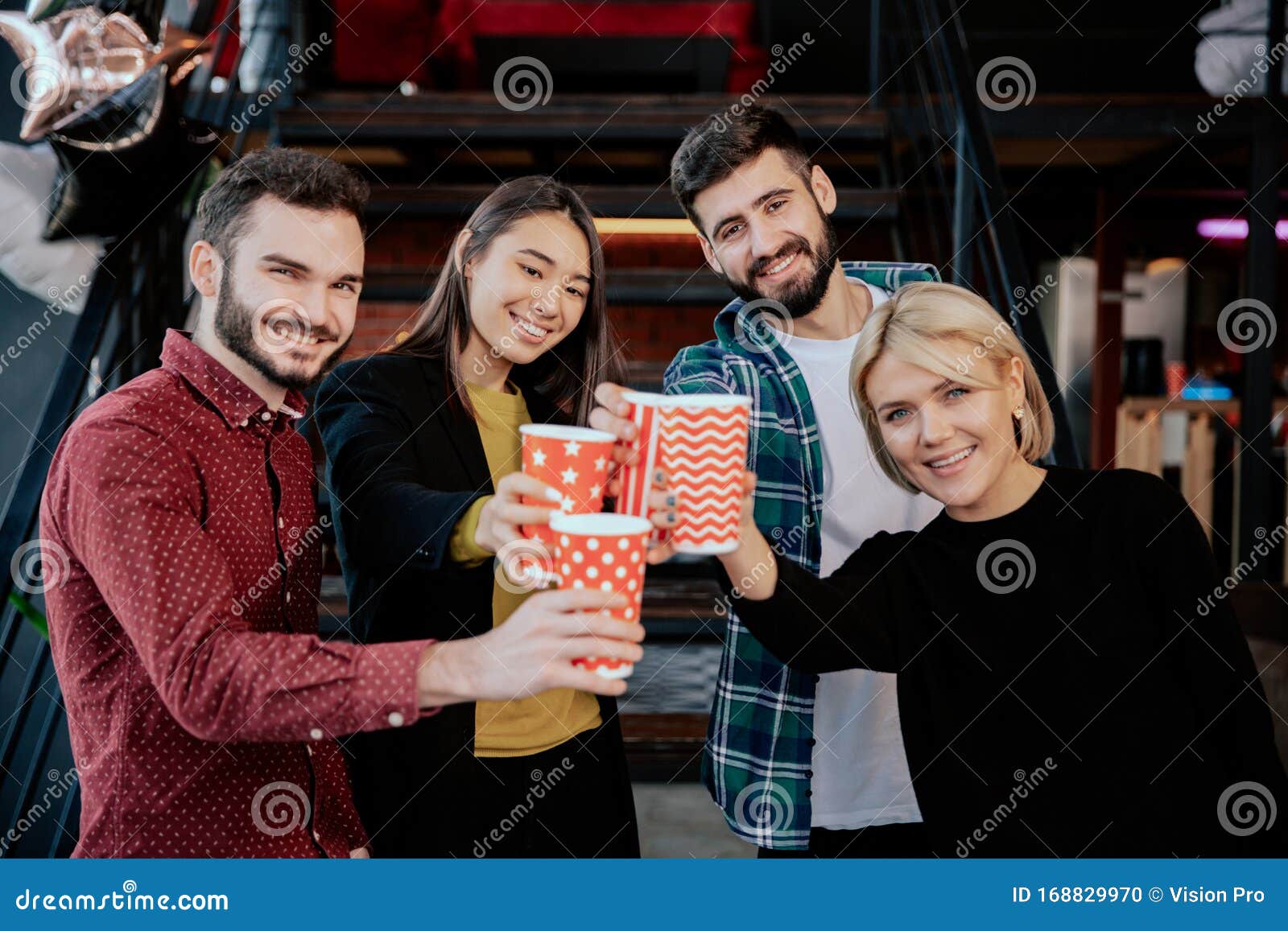 Modern Office Center Multi Ethnic Workers and Attractive Cheers with ...