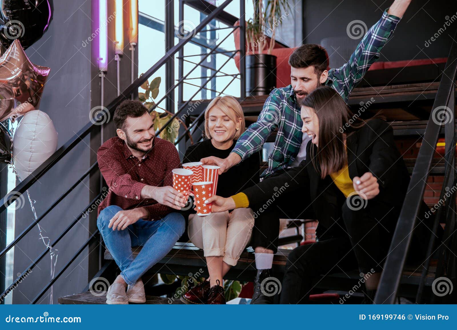 Modern Office Center Multi Ethnic Workers and Attractive Cheers with ...