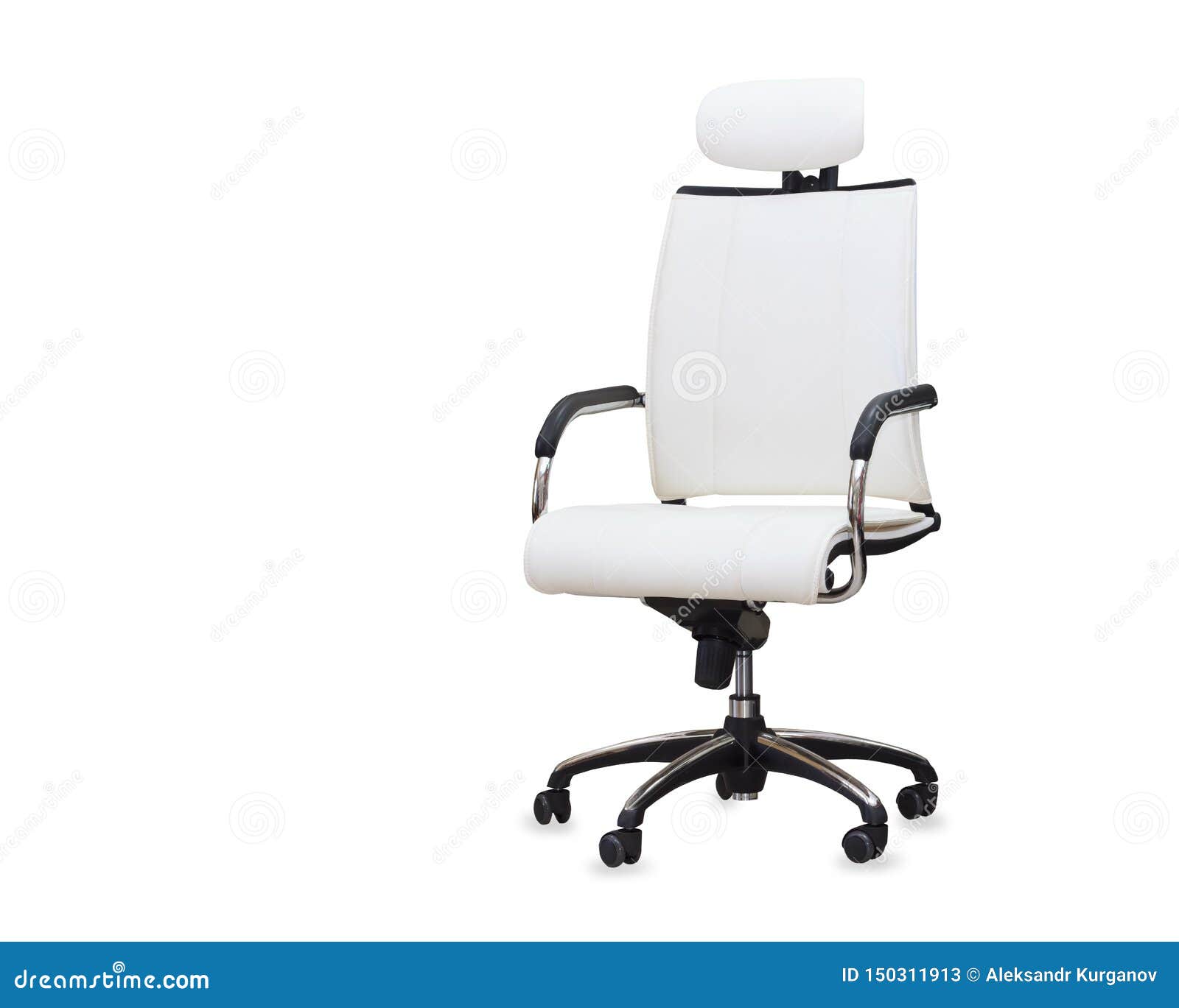 Office Chair from White Leather. Isolated Stock Image - Image of client ...