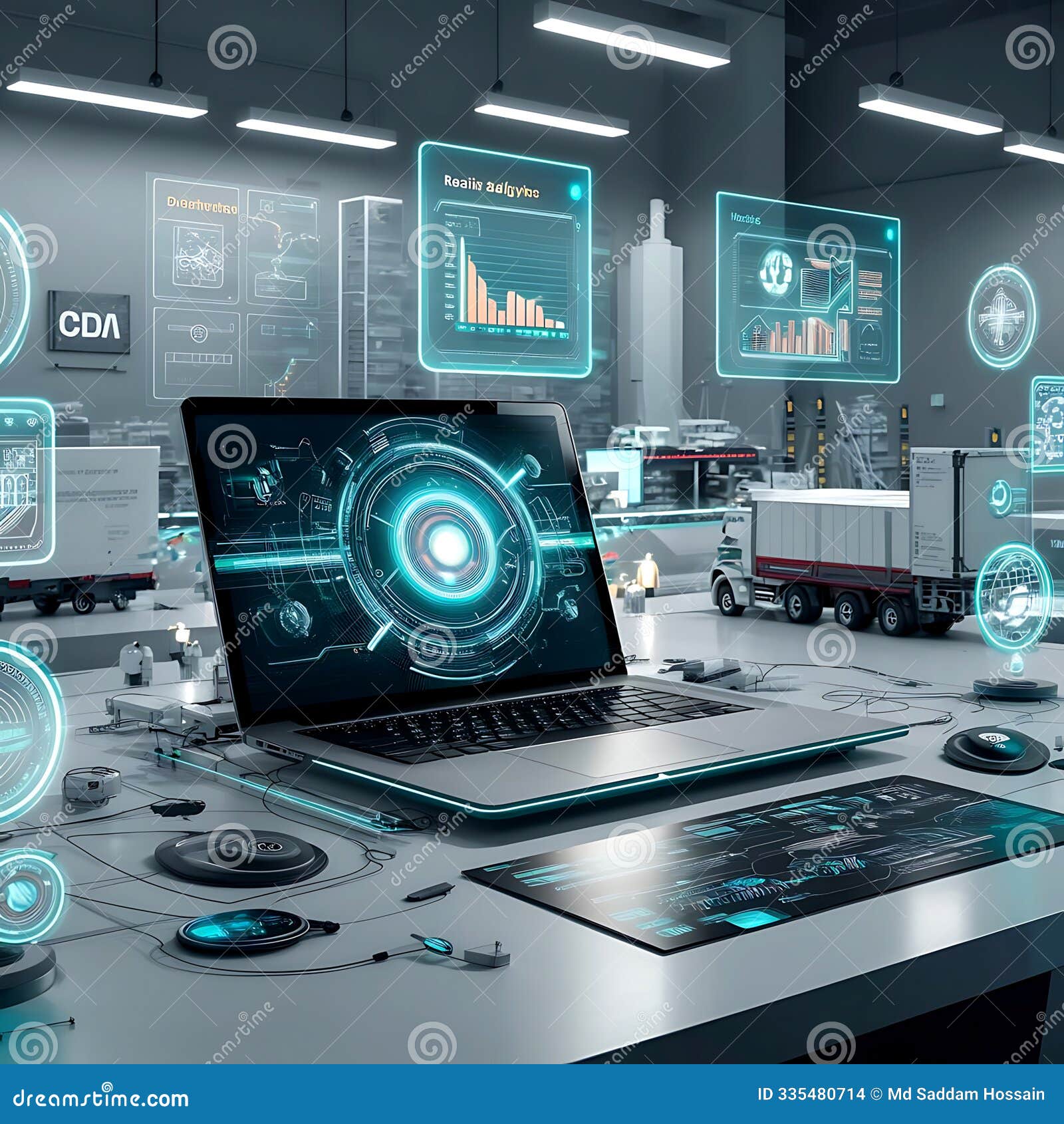 Modern Office and Cloud Computing Concept. Software As a Service. ERP ...