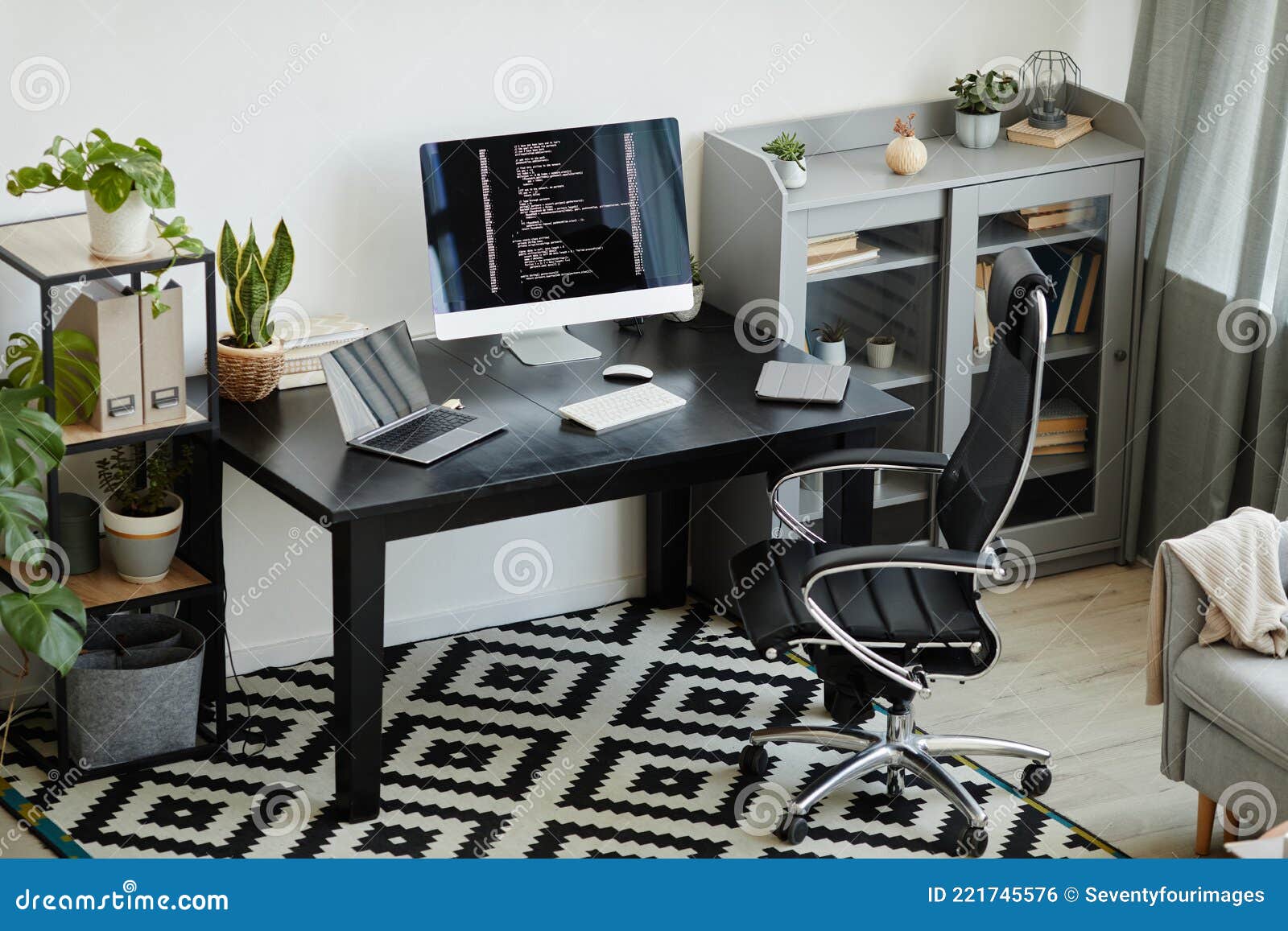Modern Office with Computer Stock Photo - Image of comfortable, table ...