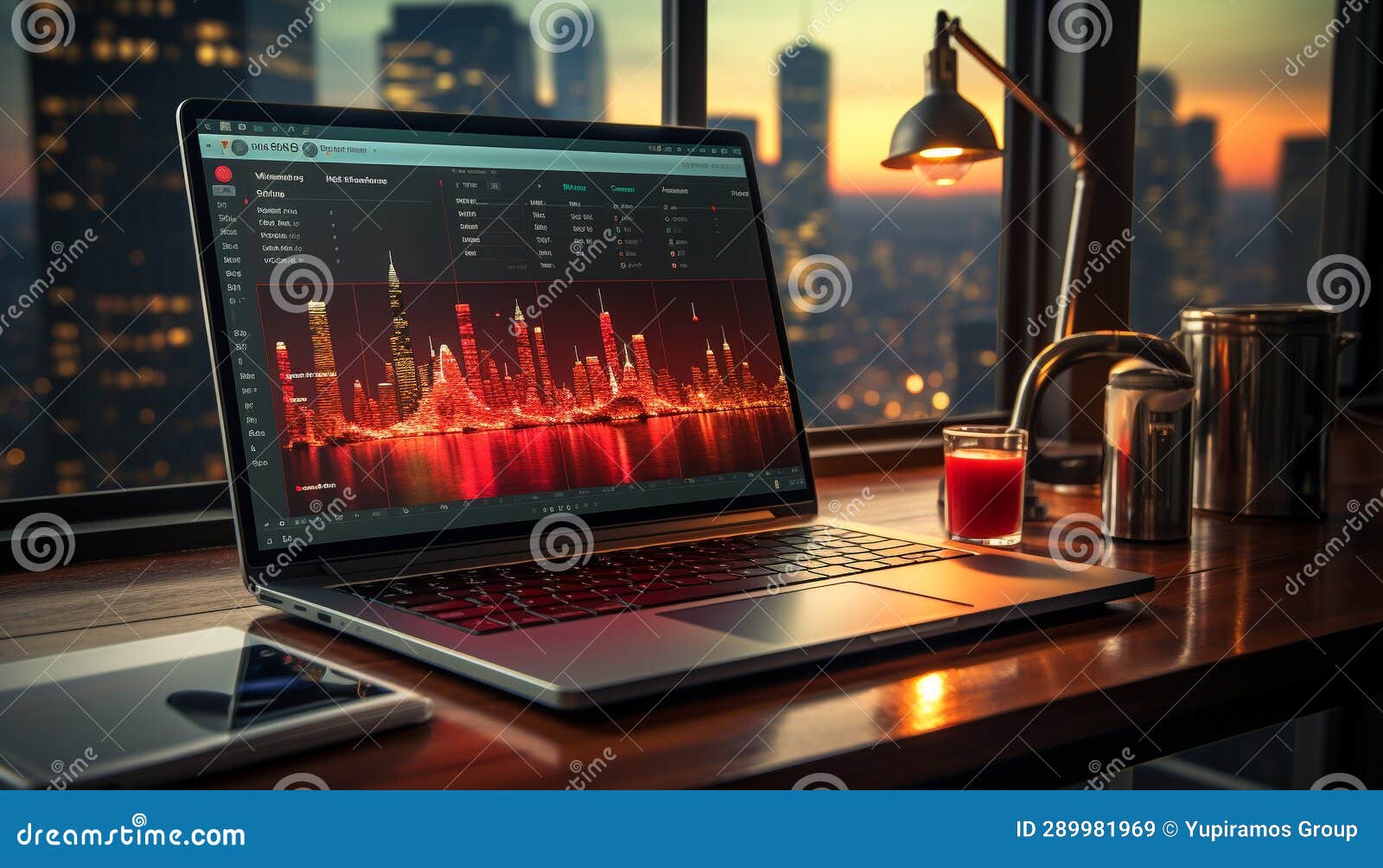 Modern Office with Computer Monitor, Laptop, Desk, and Wireless ...