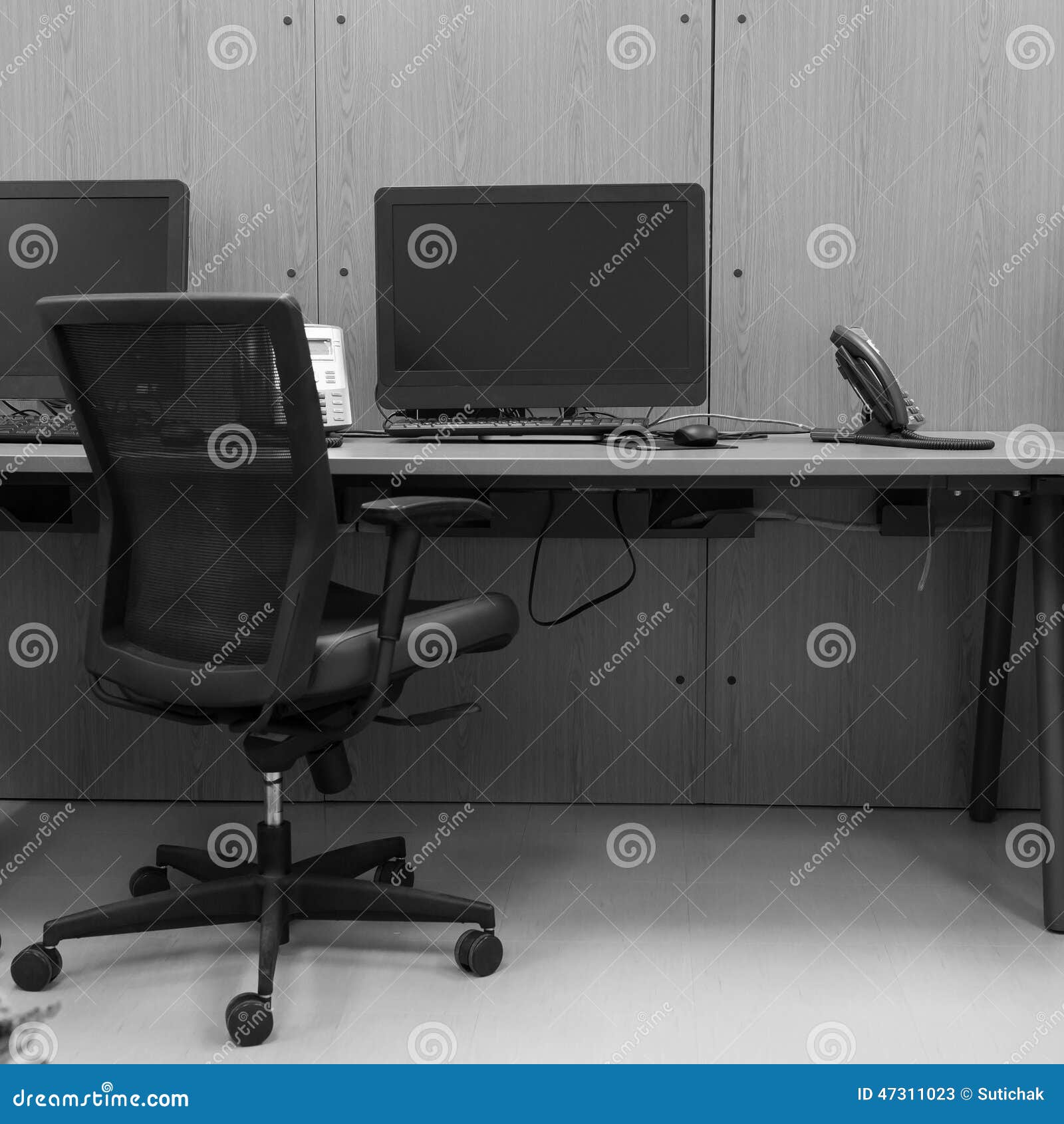 Modern Office with Computer Stock Image - Image of furniture, luxury ...