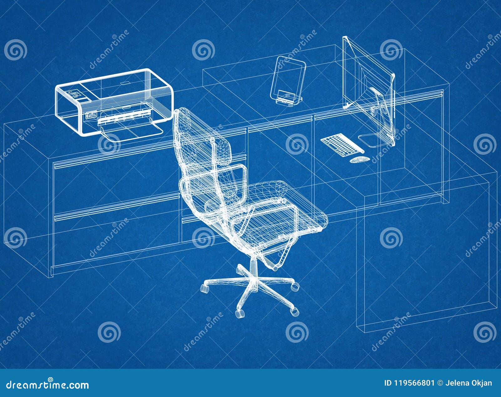 Modern Office Concept Architect Blueprint Stock Illustration ...