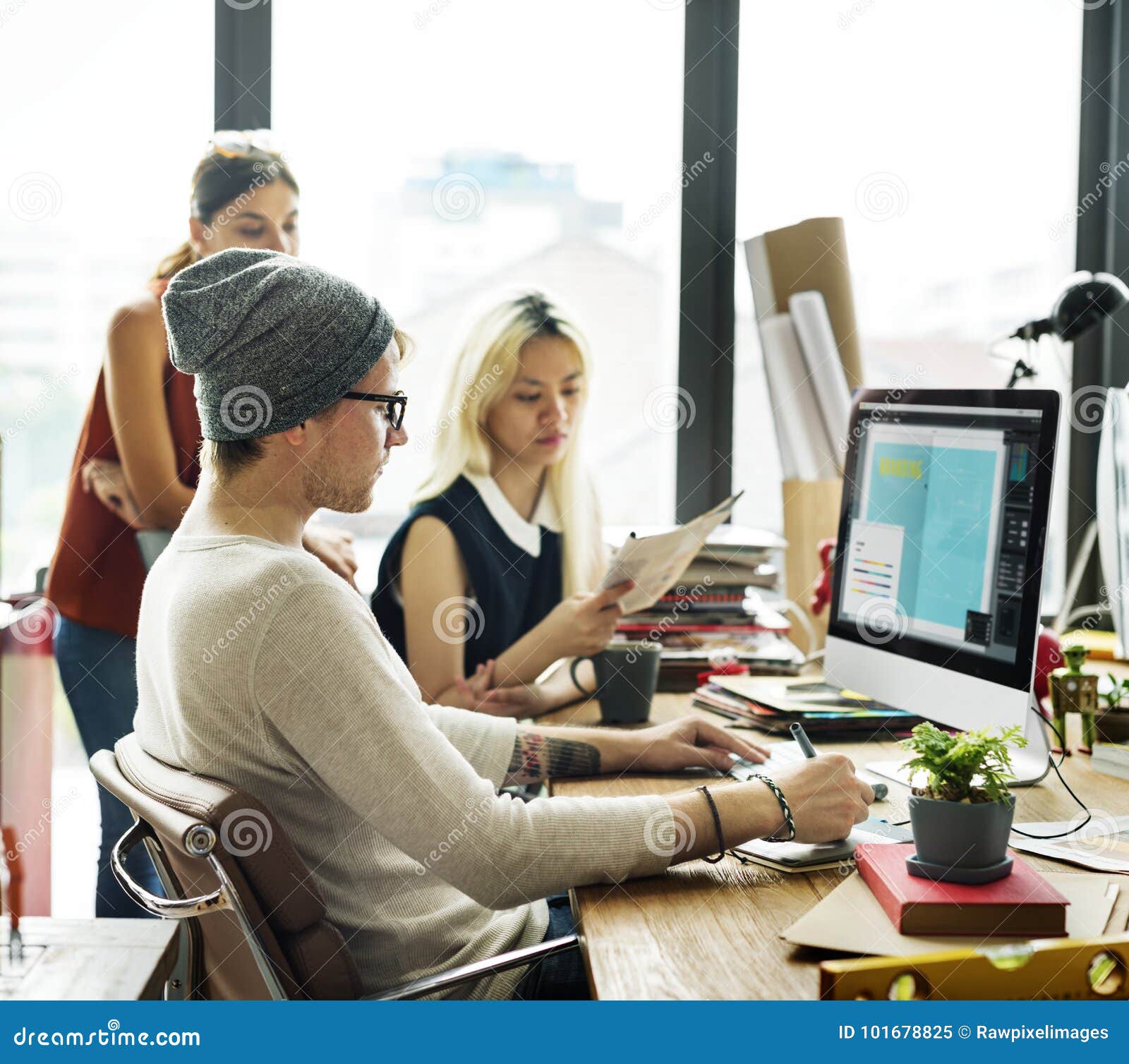 Modern Office Concept Work To Design Stock Image - Image of office ...