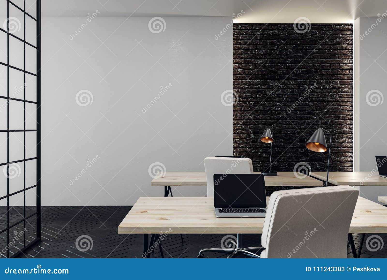 Modern Office with Copy Space Stock Image - Image of chair, computer ...