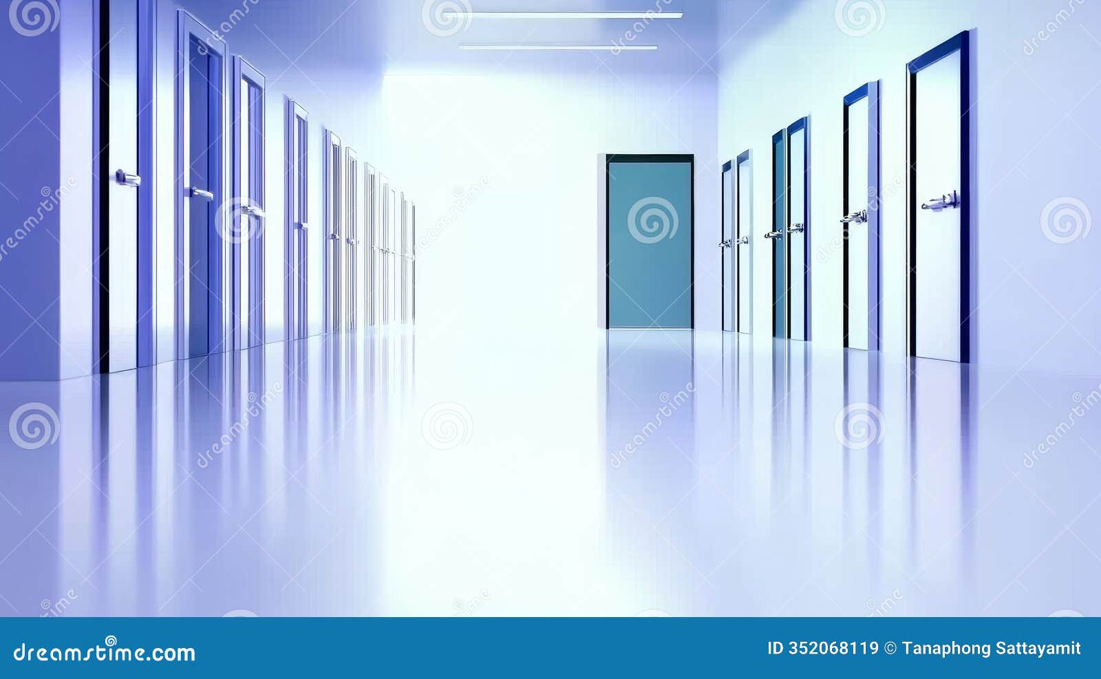 Modern Office Corridor Doors Clean Bright Hallway Doors Light ...