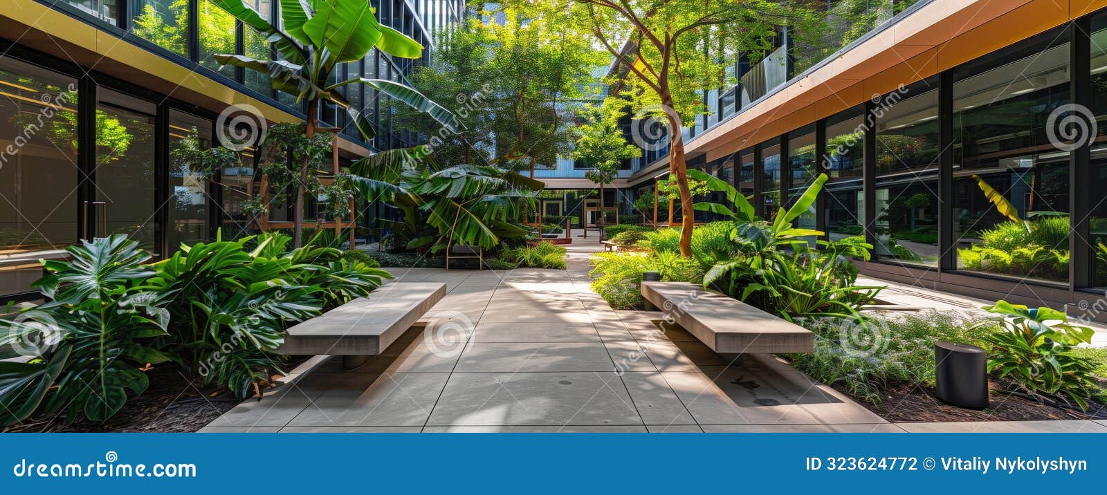 Modern Office Courtyard stock photo. Image of cityscape - 323624772