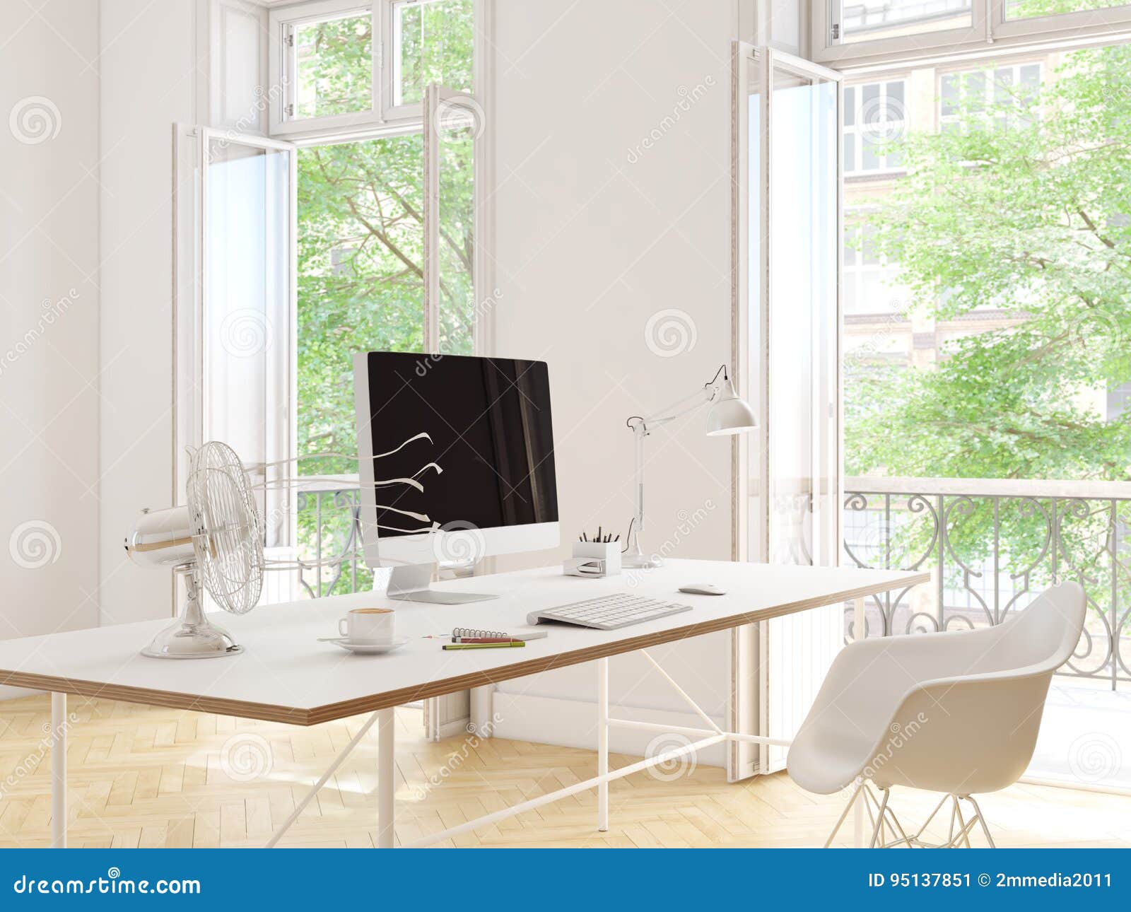 Modern Office with Creative Space. 3d Rendering Stock Illustration ...