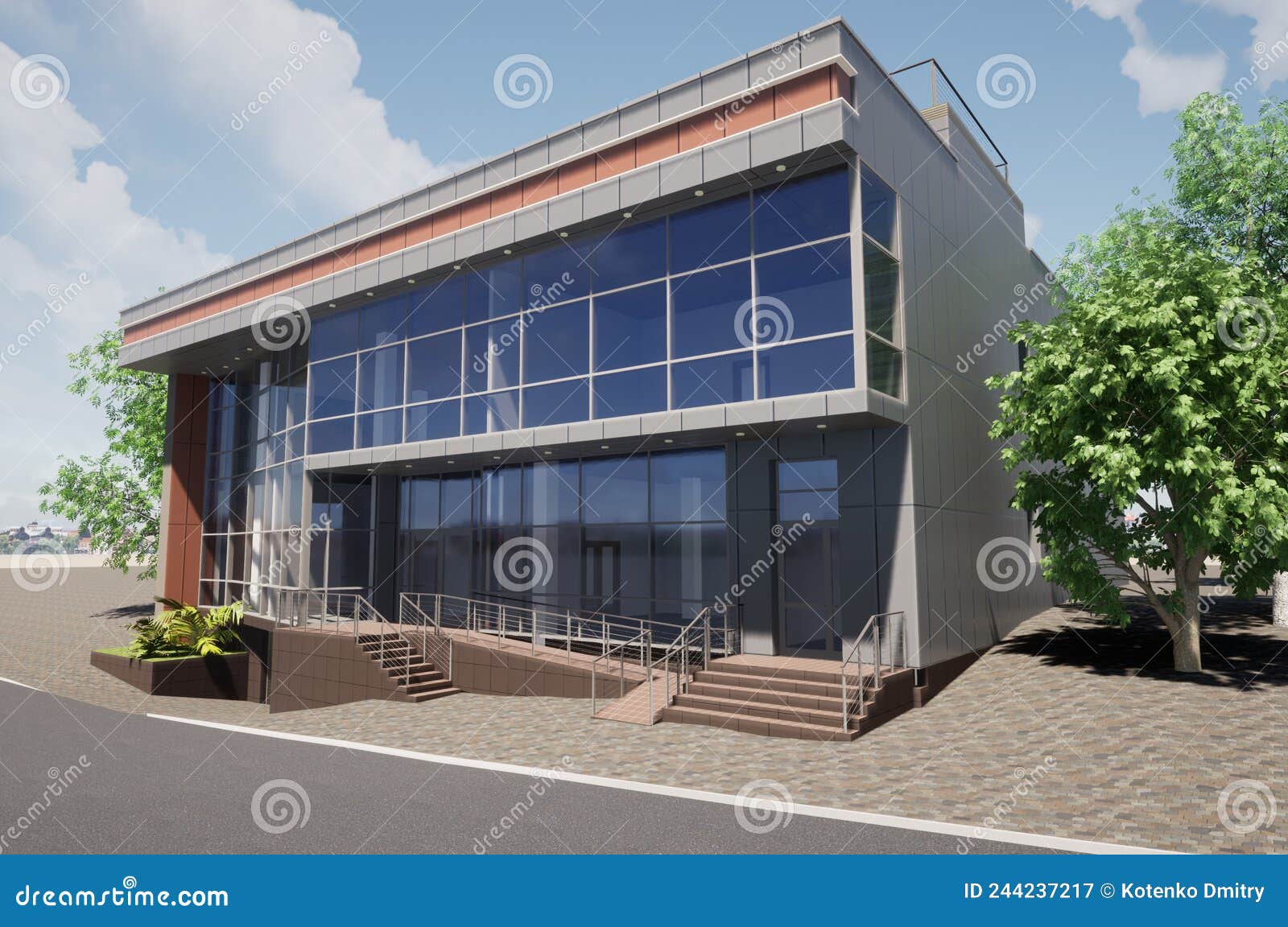 Modern Office, 3D Graphics. Architectural Project Stock Illustration ...