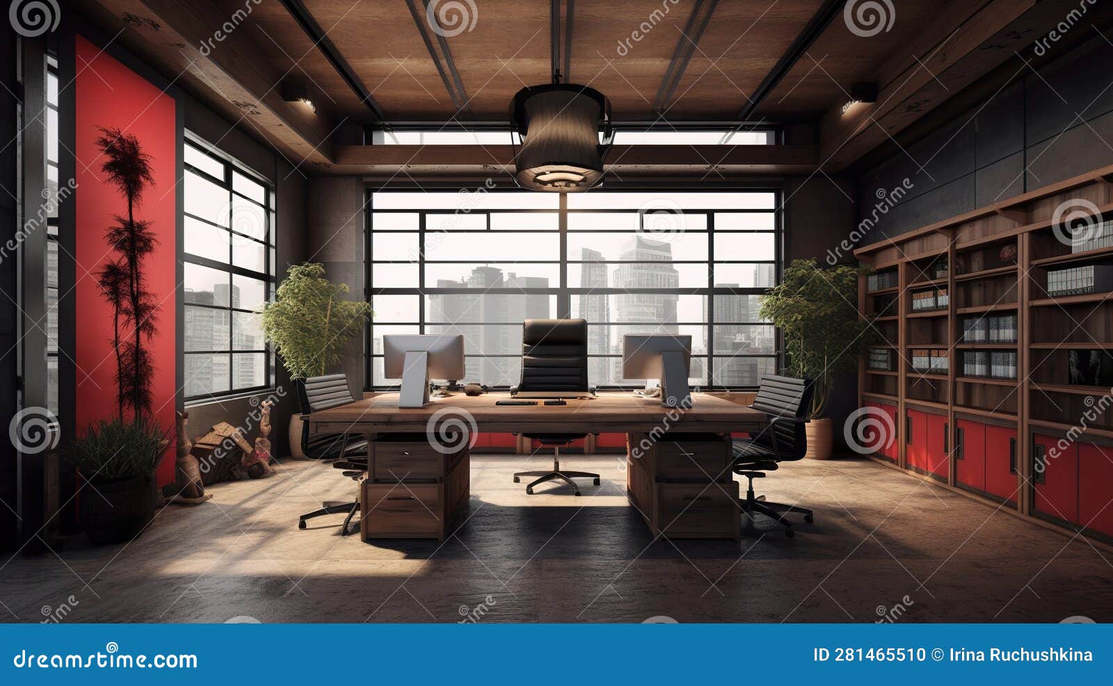 Modern Office Design in Asian Style. the Concept of Harmony. Generative ...
