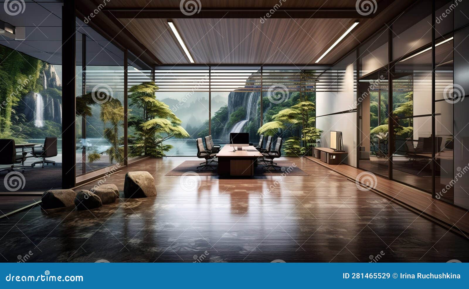 Modern Office Design in Asian Style. the Concept of Harmony. Generative ...