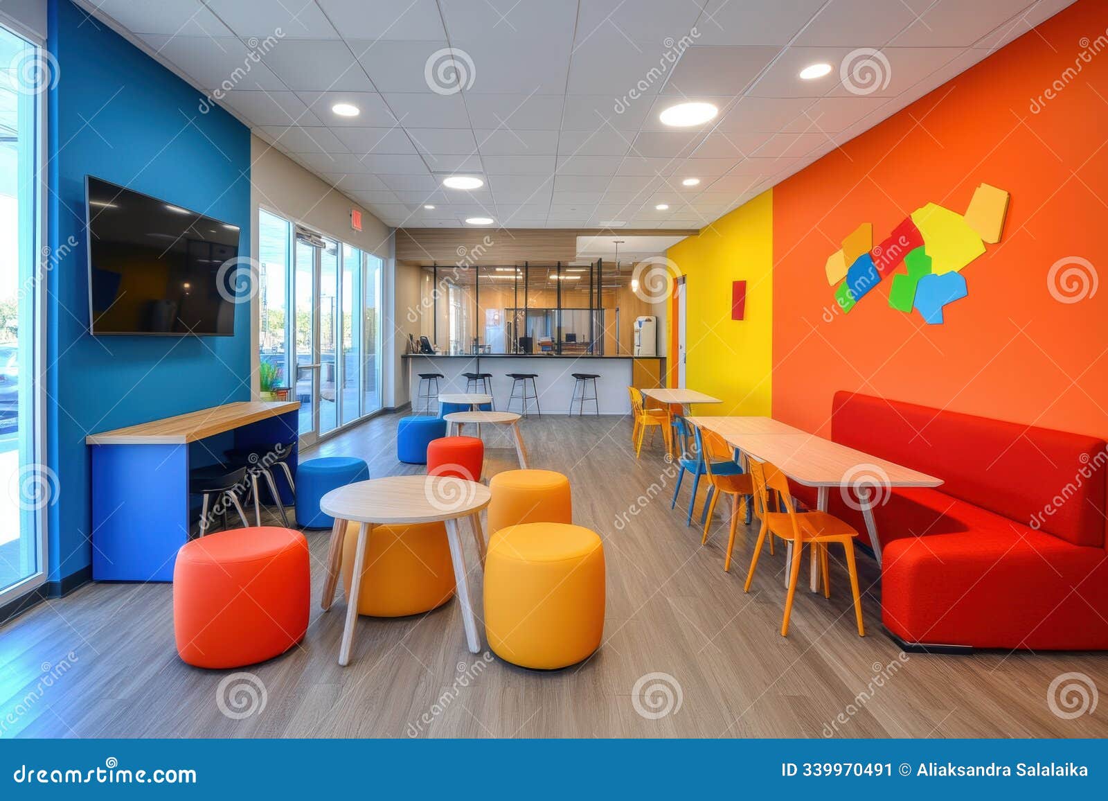 Modern Office Design, Innovative Workspace Featuring Bright Accent ...